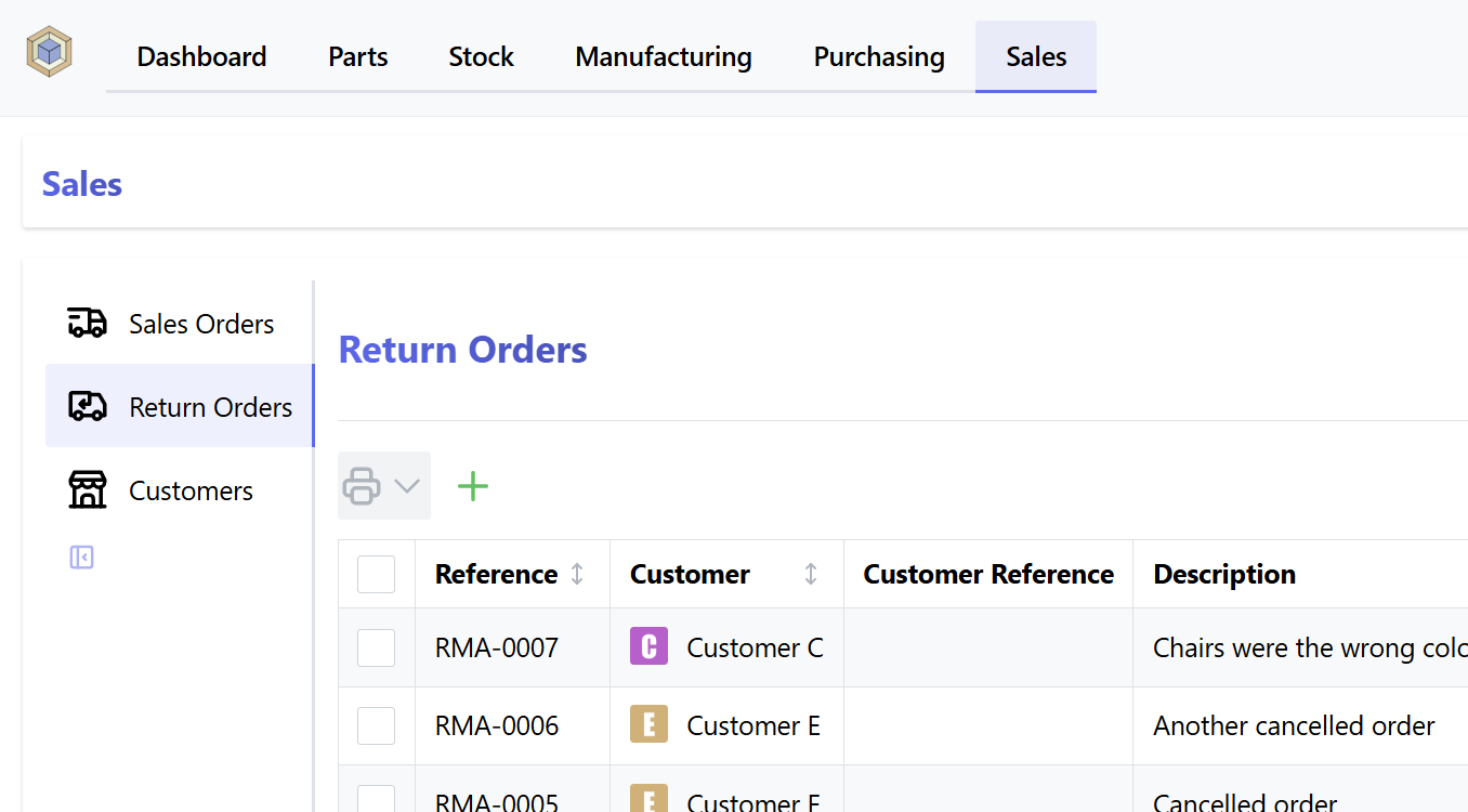 Return Order - InvenTree Documentation